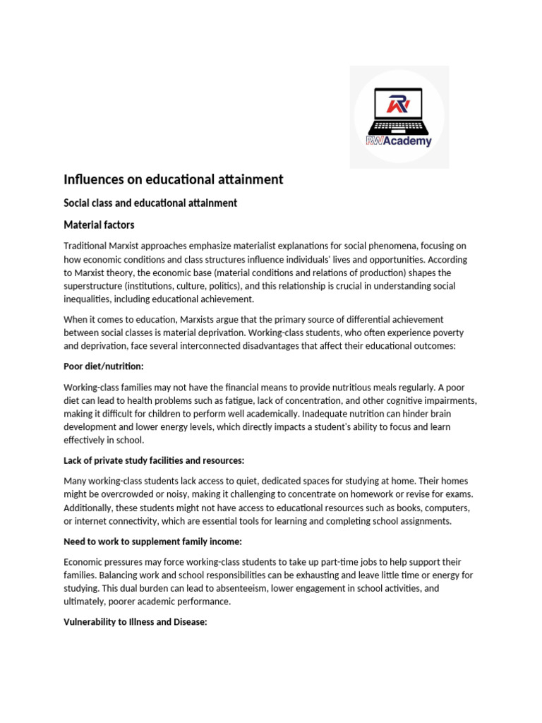 Influences On Educational Attainment | PDF | Poverty | Poverty & Homelessness