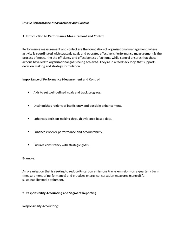 Introduction To Performance Measurement and Control | PDF | Performance ...