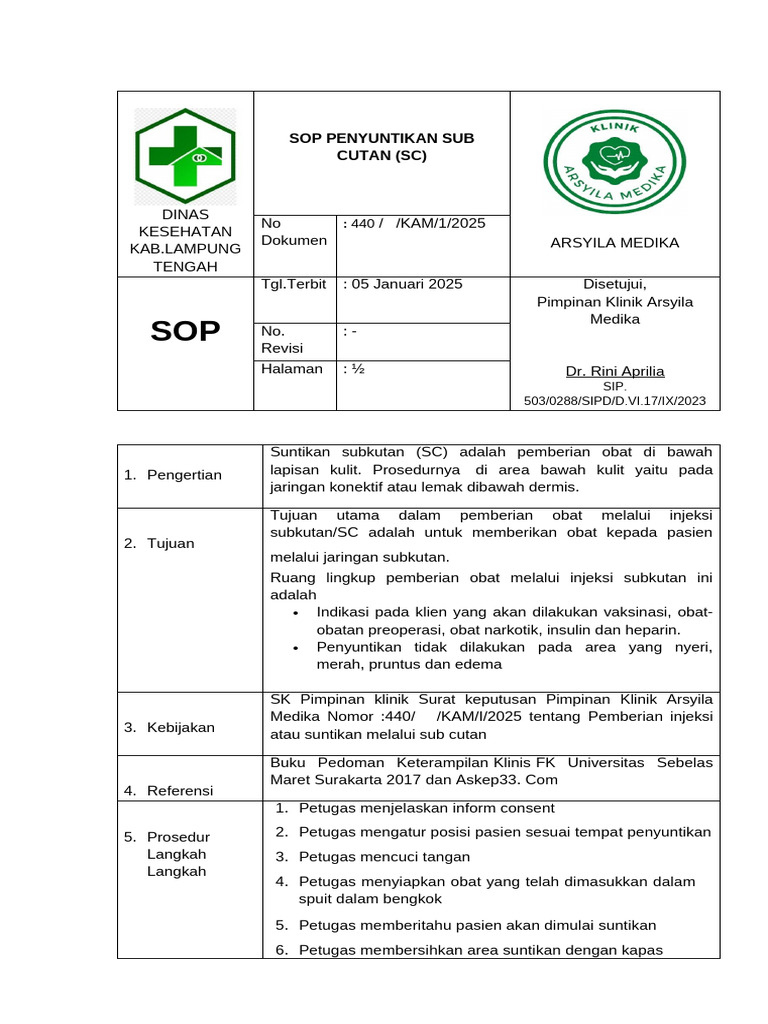 sop inj sc eka | PDF