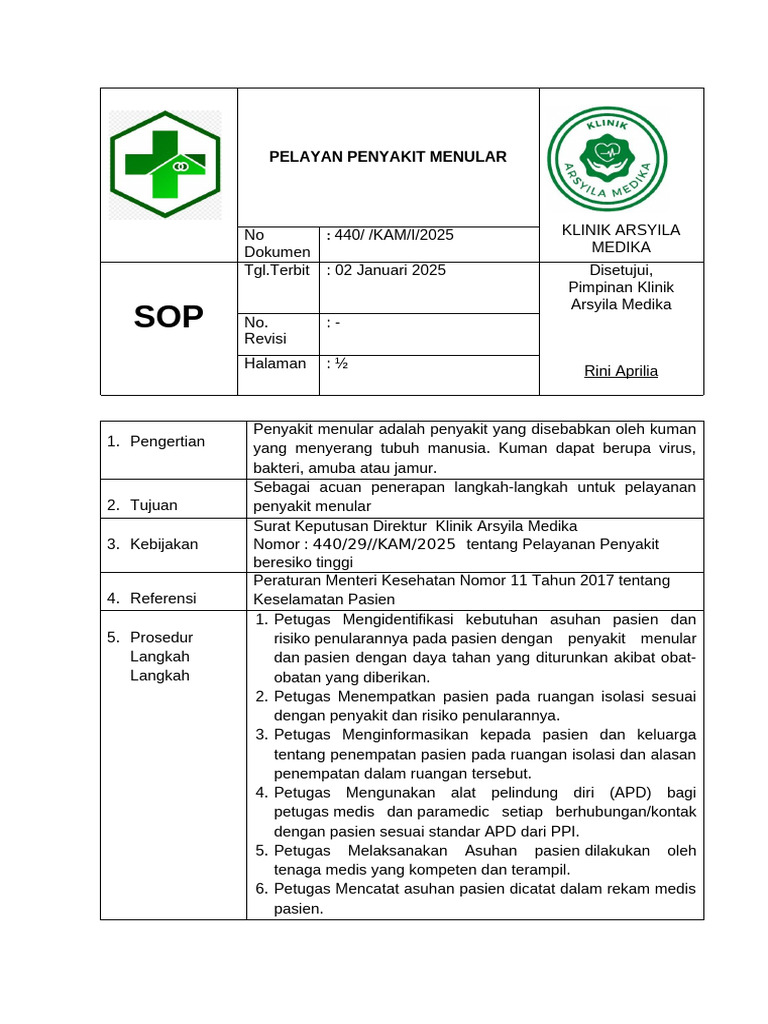Sop Pelayan Penyakit Menular | PDF