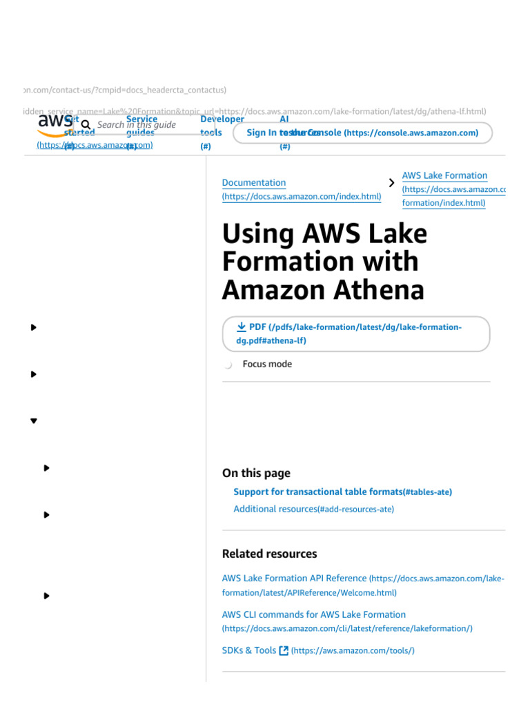Using AWS Lake Formation With Amazon Athena - AWS Lake Formation | PDF ...