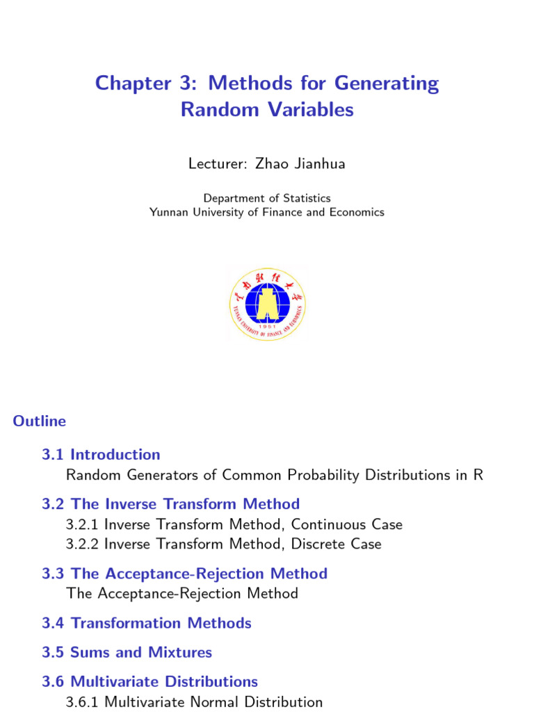 Lec3 Inverse Transformation Rejection | PDF | Probability Distribution ...