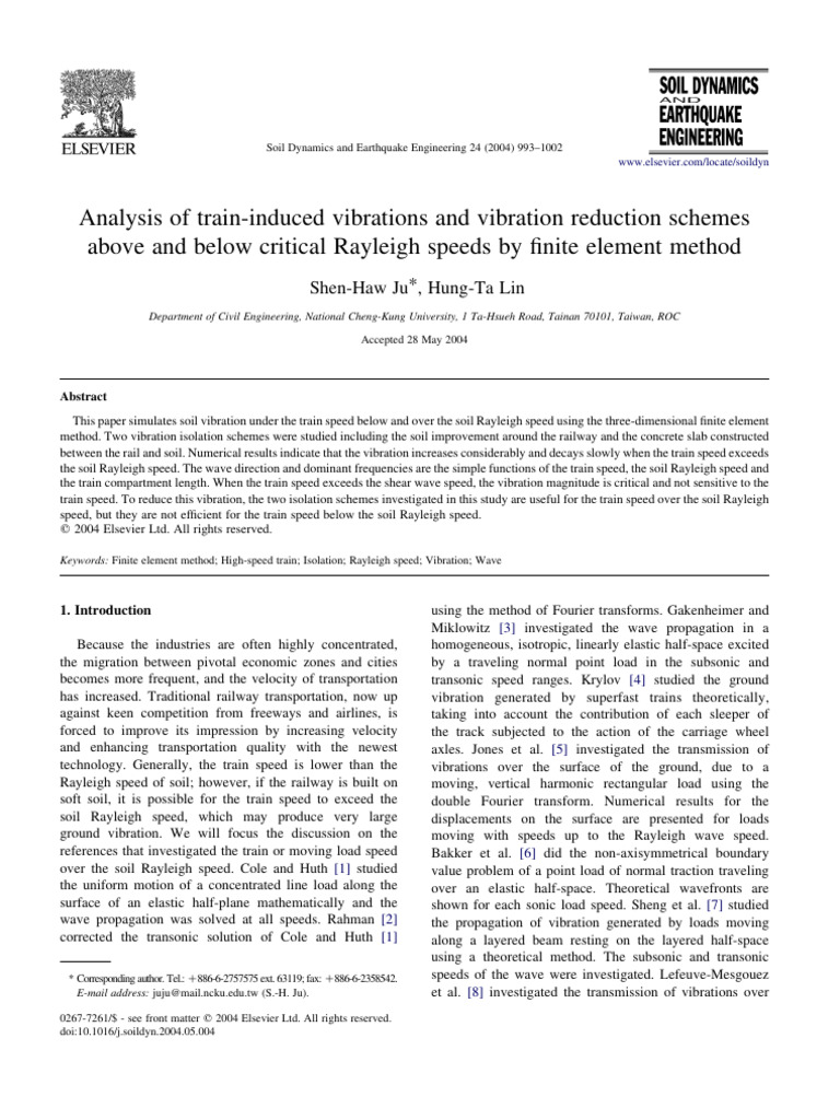 Analysis of Train-Induced Vibrations and Vibration Reduction Schemes ...