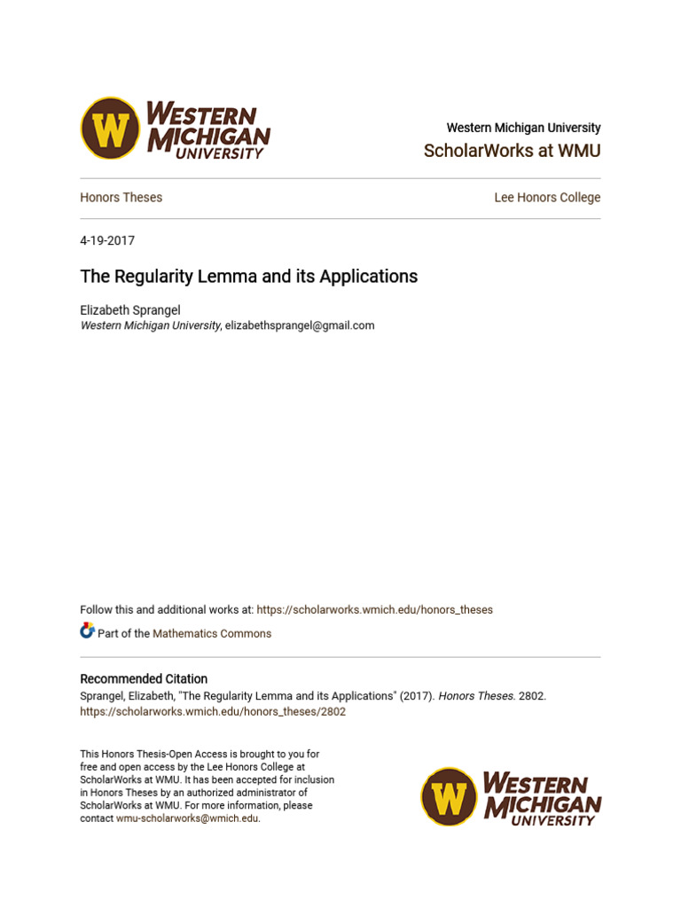 The Regularity Lemma and Its Applications | PDF | Vertex (Graph Theory ...