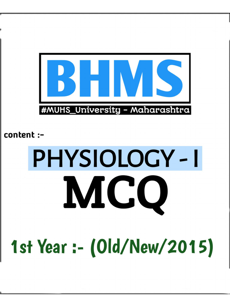 Physiology-1 MCQ - 1st BHMS (Old, New, 2015) - 1 | PDF
