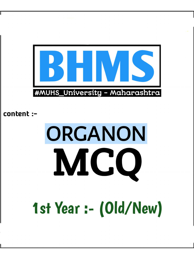 Organon MCQ - 1st BHMS (Old, New) | PDF
