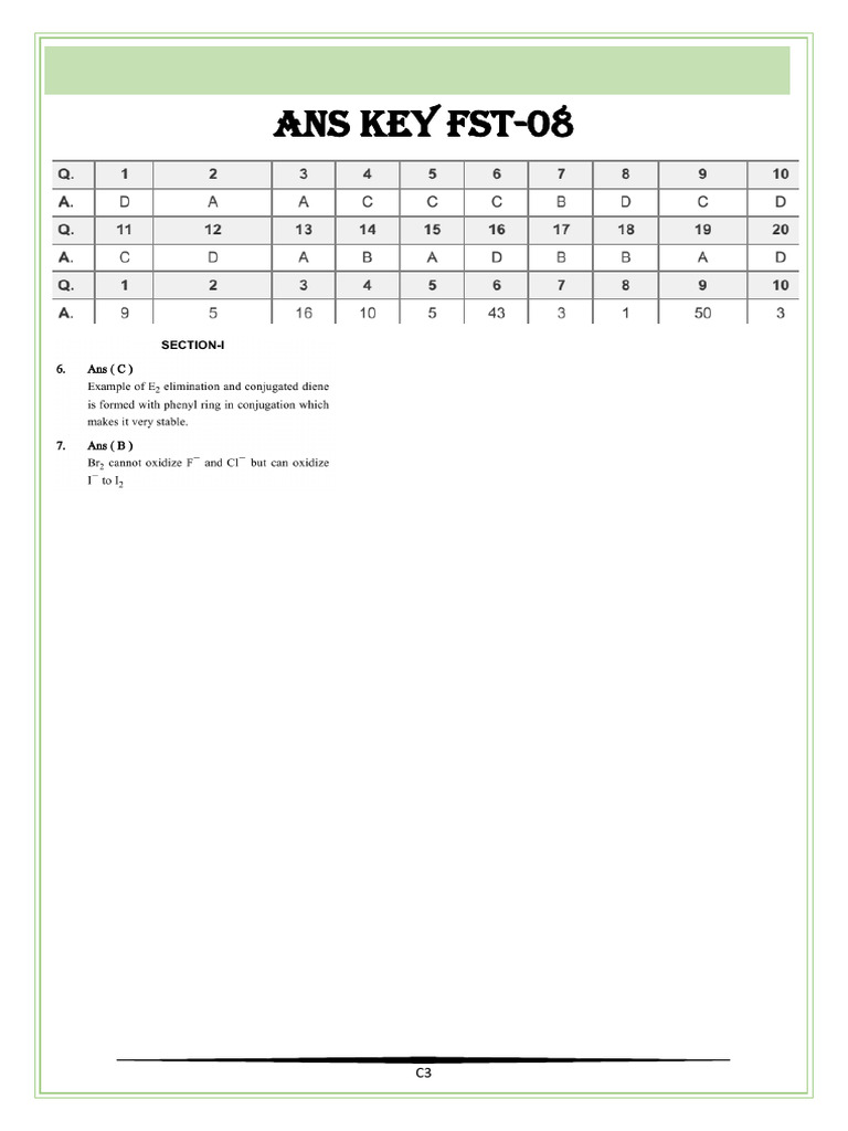 FST-08 Ans Key | PDF