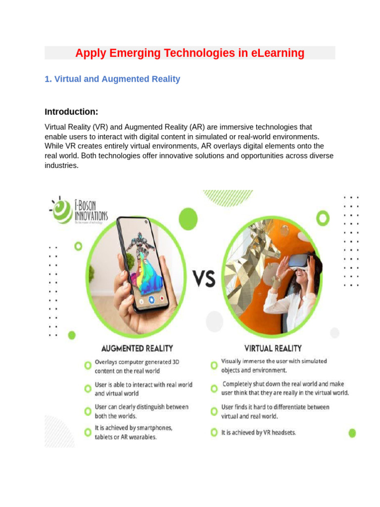 Apply Emerging Technologies in ELearning | PDF | Augmented Reality | Virtual Reality