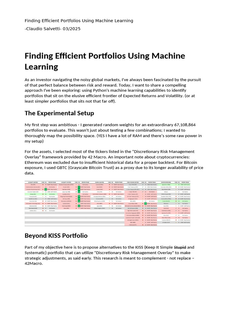 Finding Efficient Portfolios Using Machine Learning - Claudio Salvetti ...