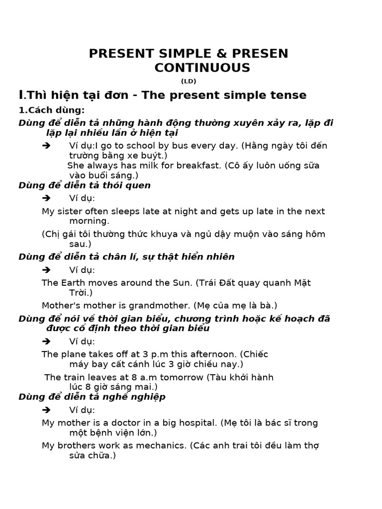 Present Simple & Present Continuous | PDF