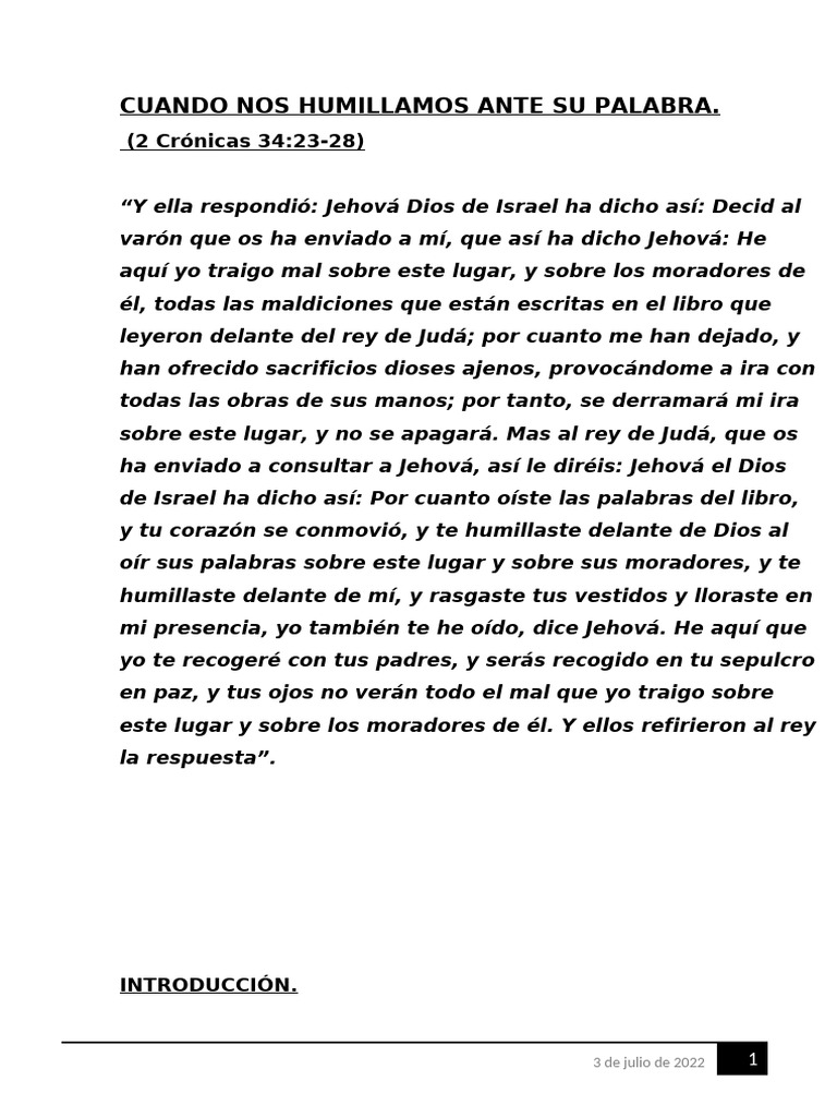 Cuando Nos Humillamos Ante Su Palabra | PDF | Pecado | Dios