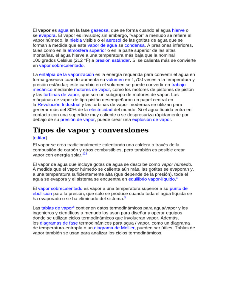 Tipos de Vapor y Conversiones | PDF