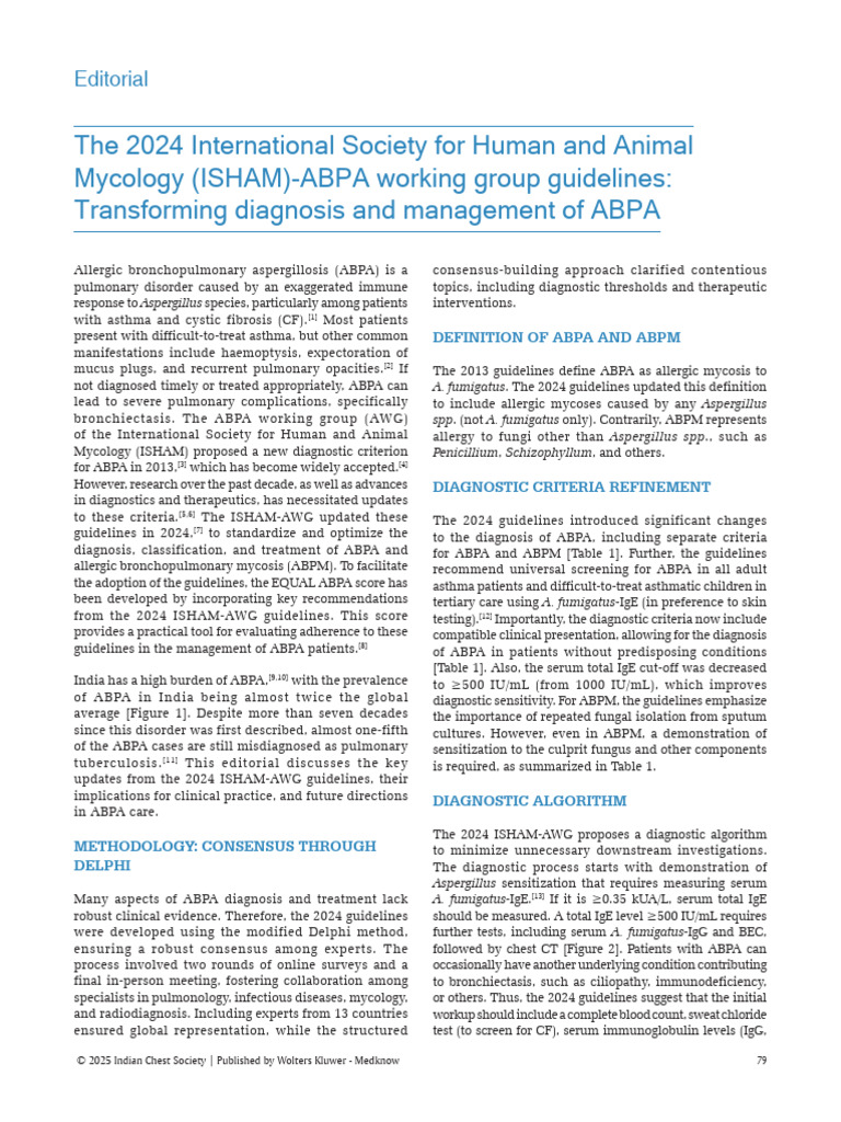 2024 ISHAM Guidelines for ABPA Management | PDF | Medical Specialties ...