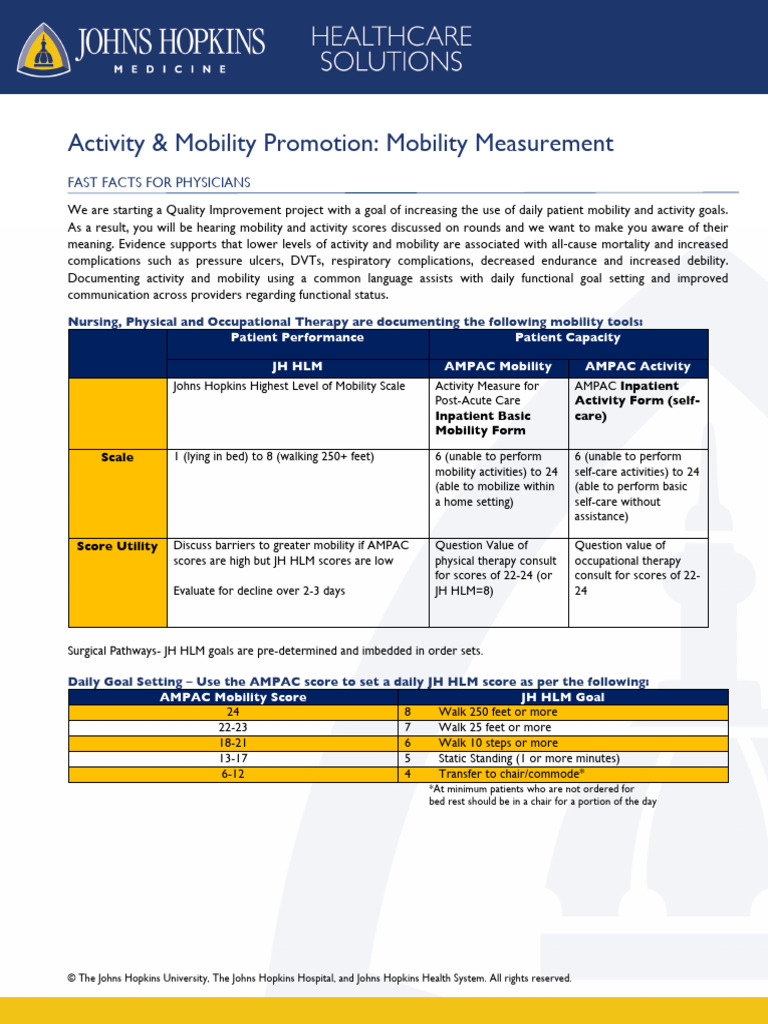 Mobility Measurement for Patient Care | PDF | Physical Therapy ...