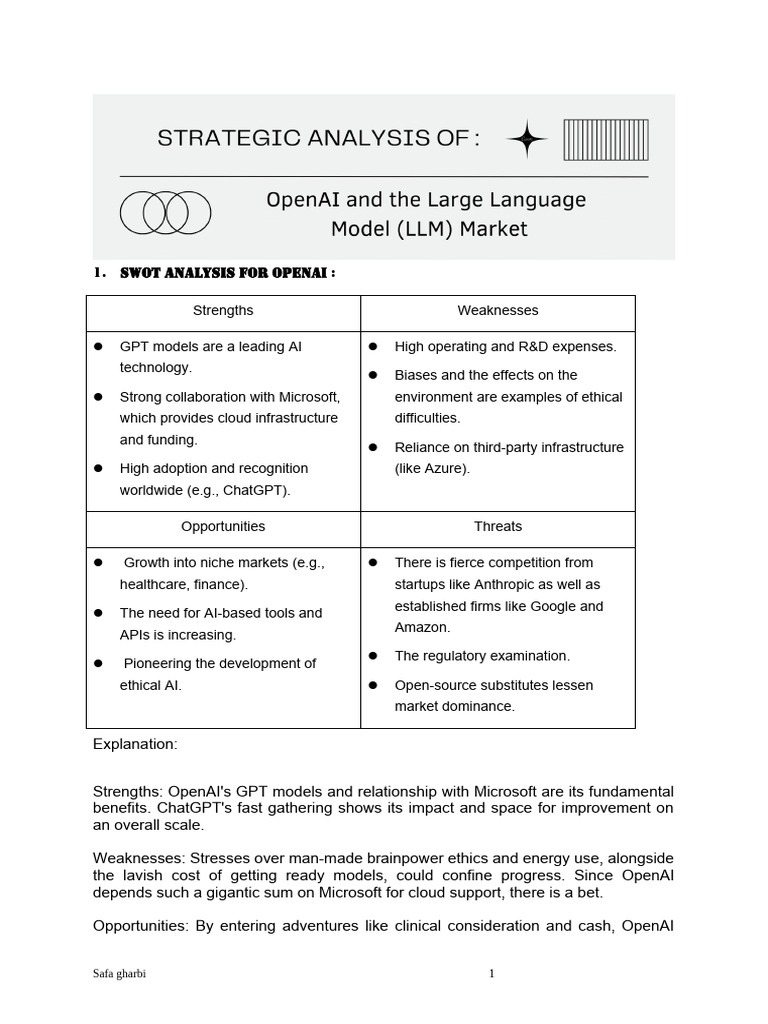 OpenAI SWOT Analysis and Strategies | PDF | Artificial Intelligence ...