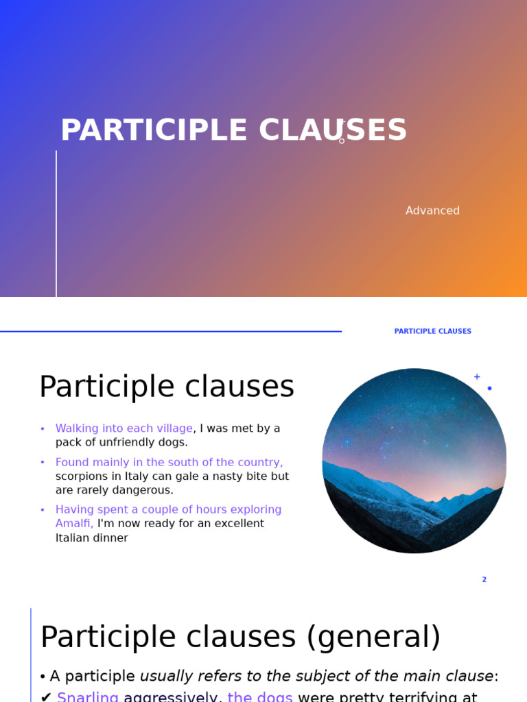 Understanding Participle Clauses | PDF | Subject (Grammar) | Clause