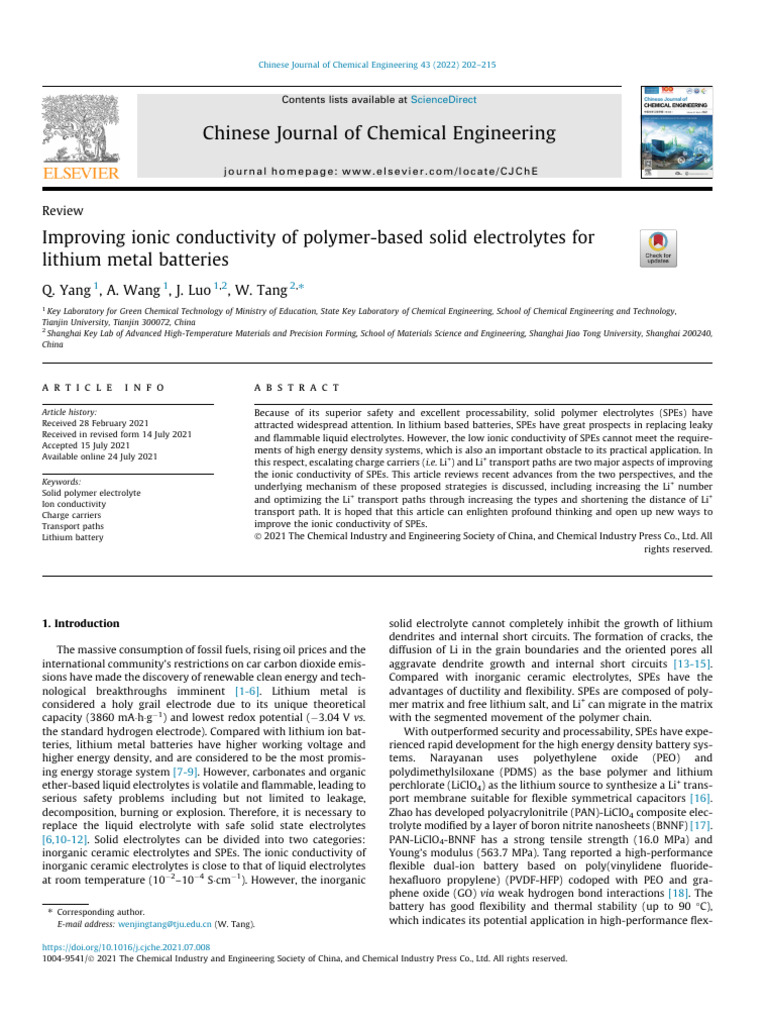 Improving Ionic Conductivity of Polymer-Based Solid Electrolytes For ...