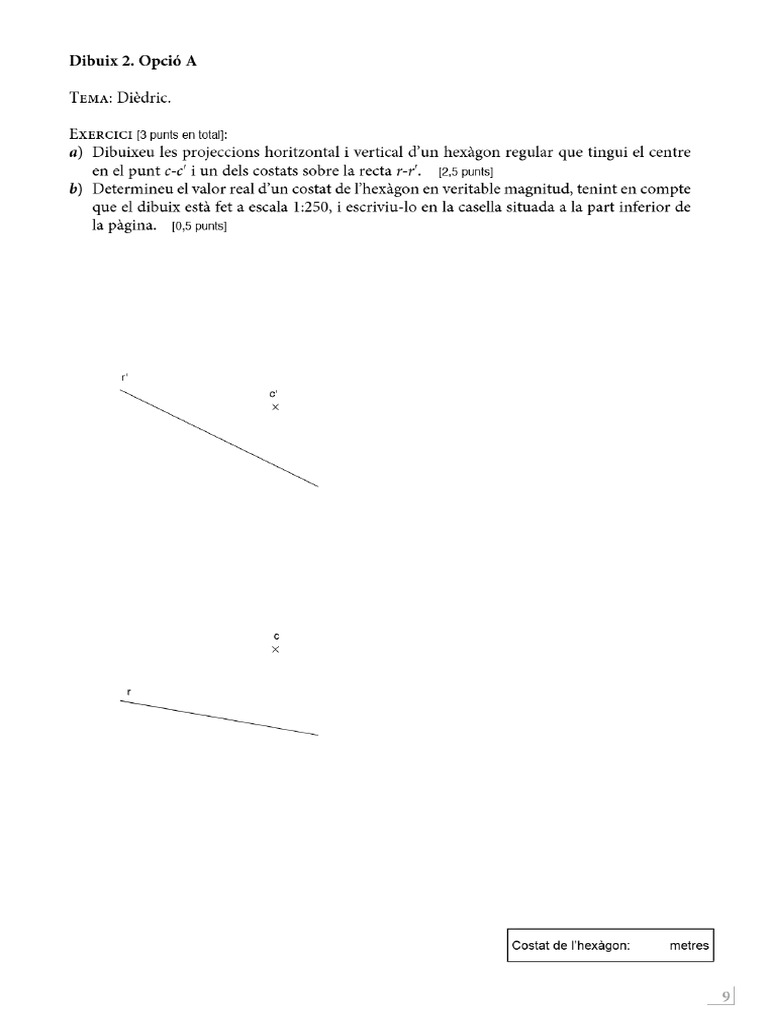 Examen de Dibuix Tècnic Juny 2023 - Selecat - Cat | PDF