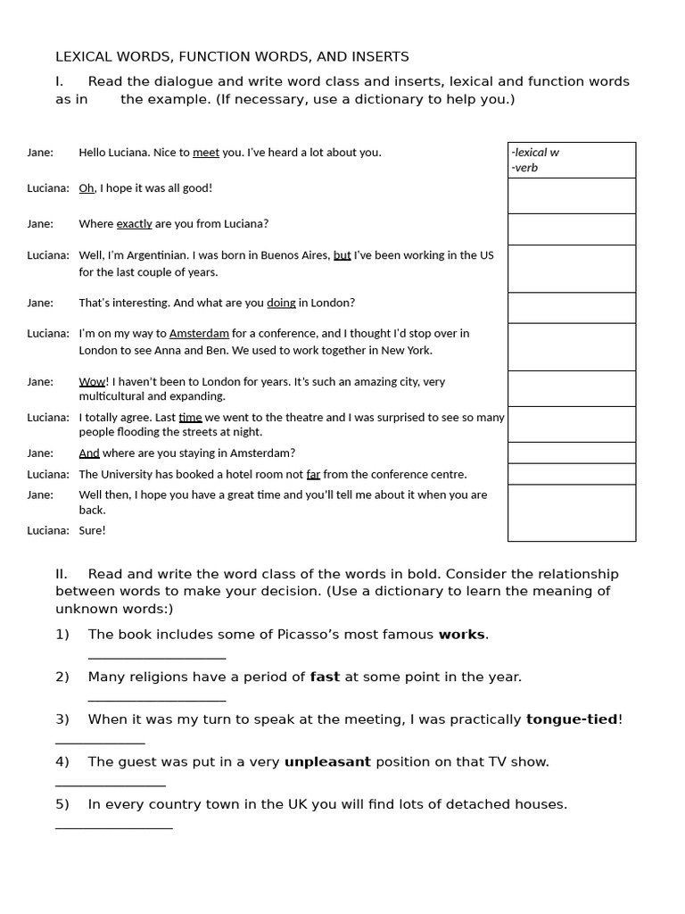Lexical Function Word - Class | PDF