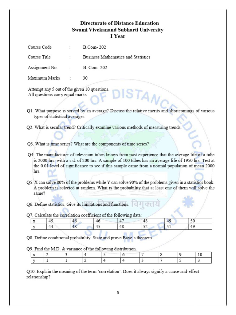 .Business Mathematics and Statistics | PDF