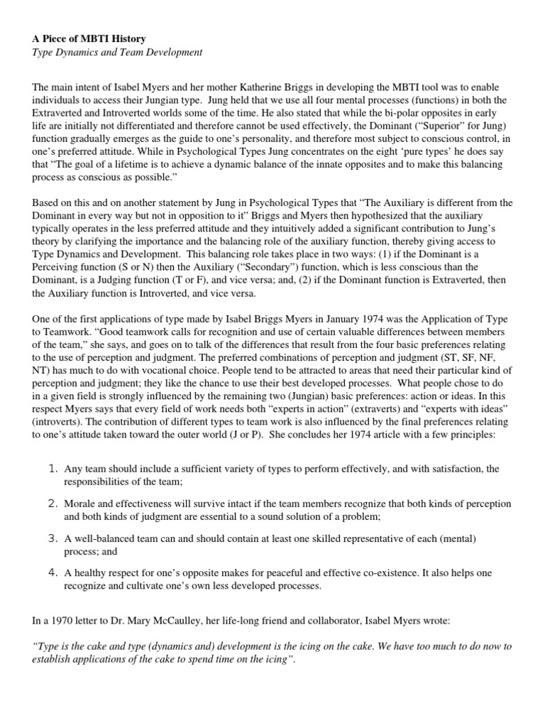 A Piece of MBTI History | PDF