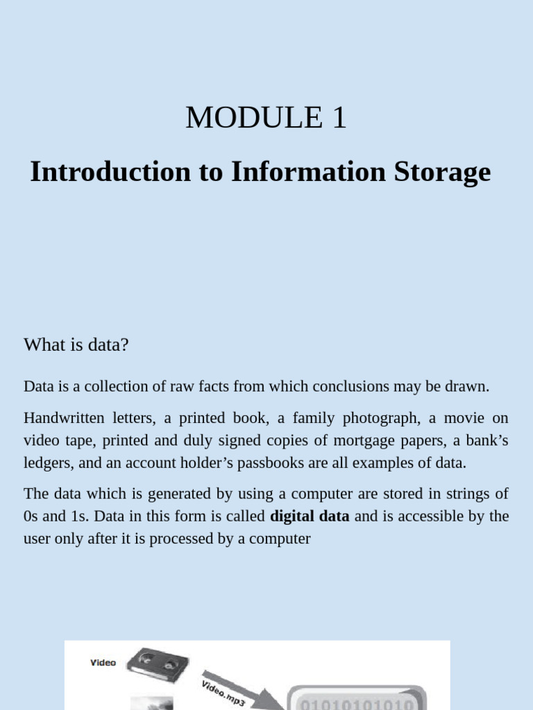 ISM MODULE 1 Introduction To Information Storage | PDF | Computer Data ...