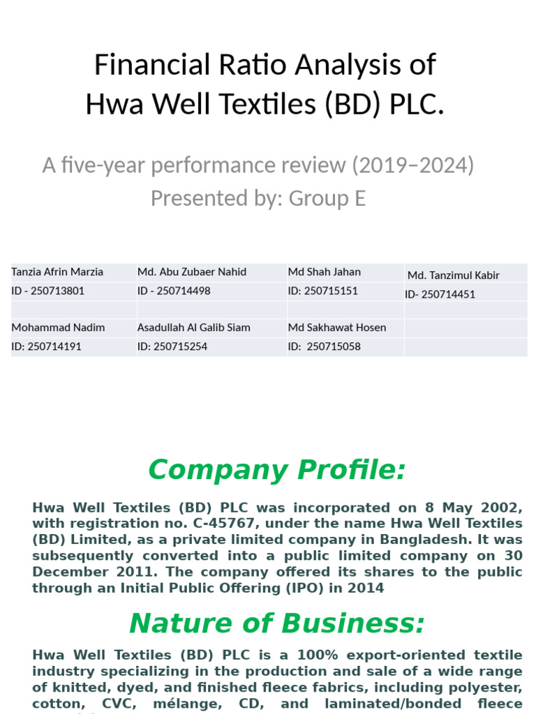 Hwa Well Textiles Financial Ratio Analysis | PDF | Equity (Finance ...