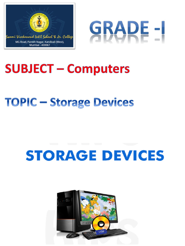 Computer Grade 1 Storage Devices Session -2( PDF of PPT) | PDF