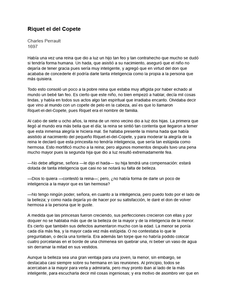 Riquet el del Copete: Belleza e Inteligencia | PDF | Belleza