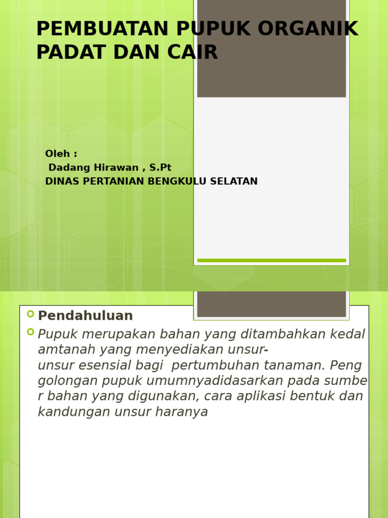 Pembuatan Pupuk Organik Padat Dan Cair | PDF