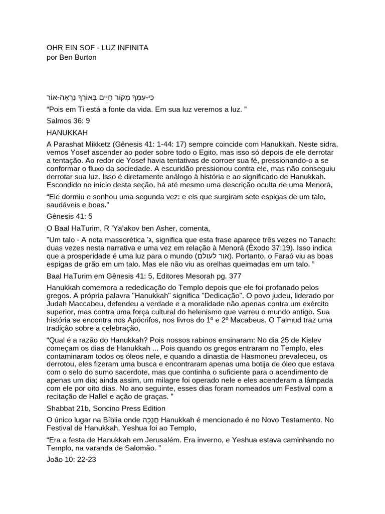 196 - Ohr Ein Sof - Luz Infinita | PDF | Hanukkah | Messias