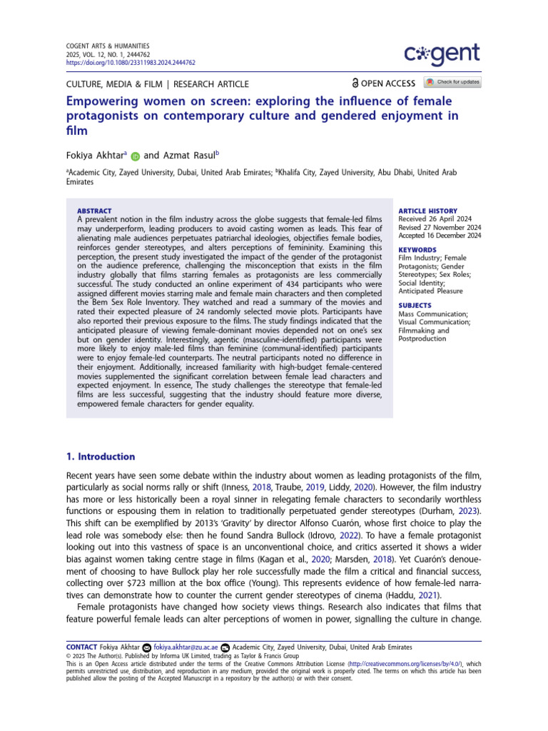 Empowering Women On Screen Exploring The Influence of Female ...