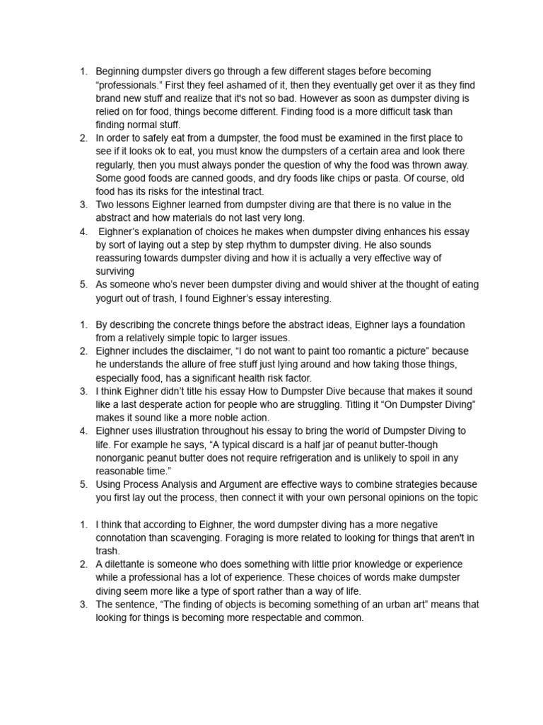 Subject & Strategy - On Dumpster Diving - Pg. 602 | PDF