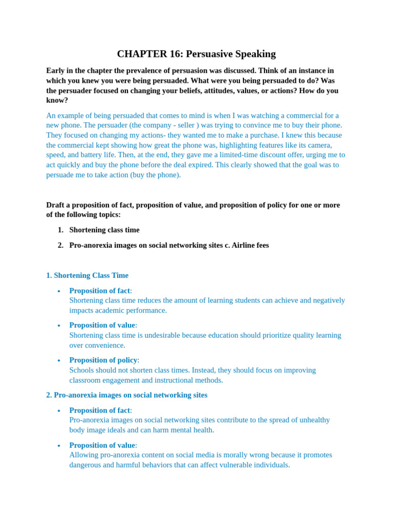Chapter 16 Persuasive Speaking | PDF | Fallacy | Social Psychology