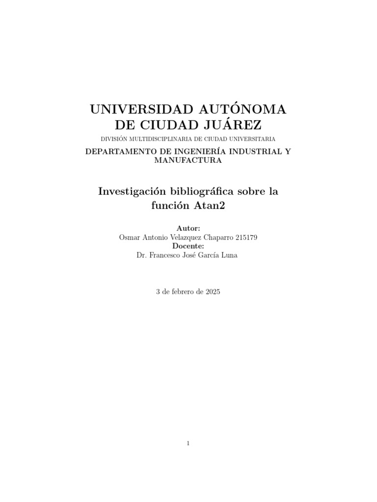 Investigación Bibliográfica Sobre La Función Atan2 | PDF | Geometría euclidiana | Geometría