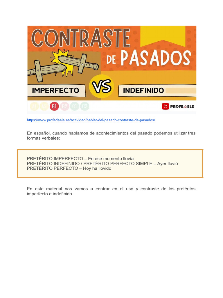 Contraste entre imperfecto e indefinido | PDF | Lingüística