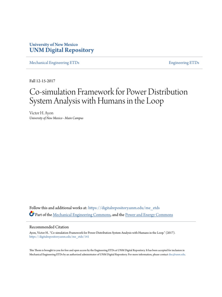 Co-Simulation Framework For Power Distribution System Analysis Wi | PDF | Distributed Generation ...