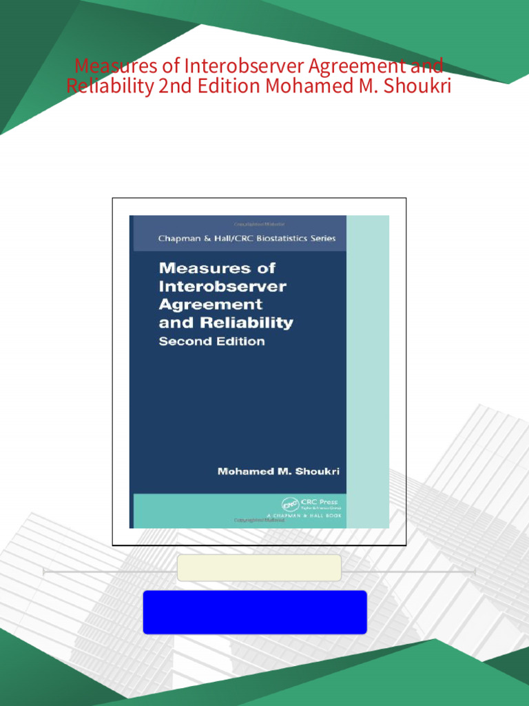 Measures of Interobserver Agreement and Reliability 2nd Edition Mohamed ...