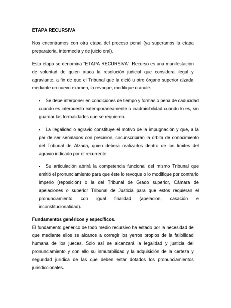 Etapa Recursiva del Proceso Penal | PDF