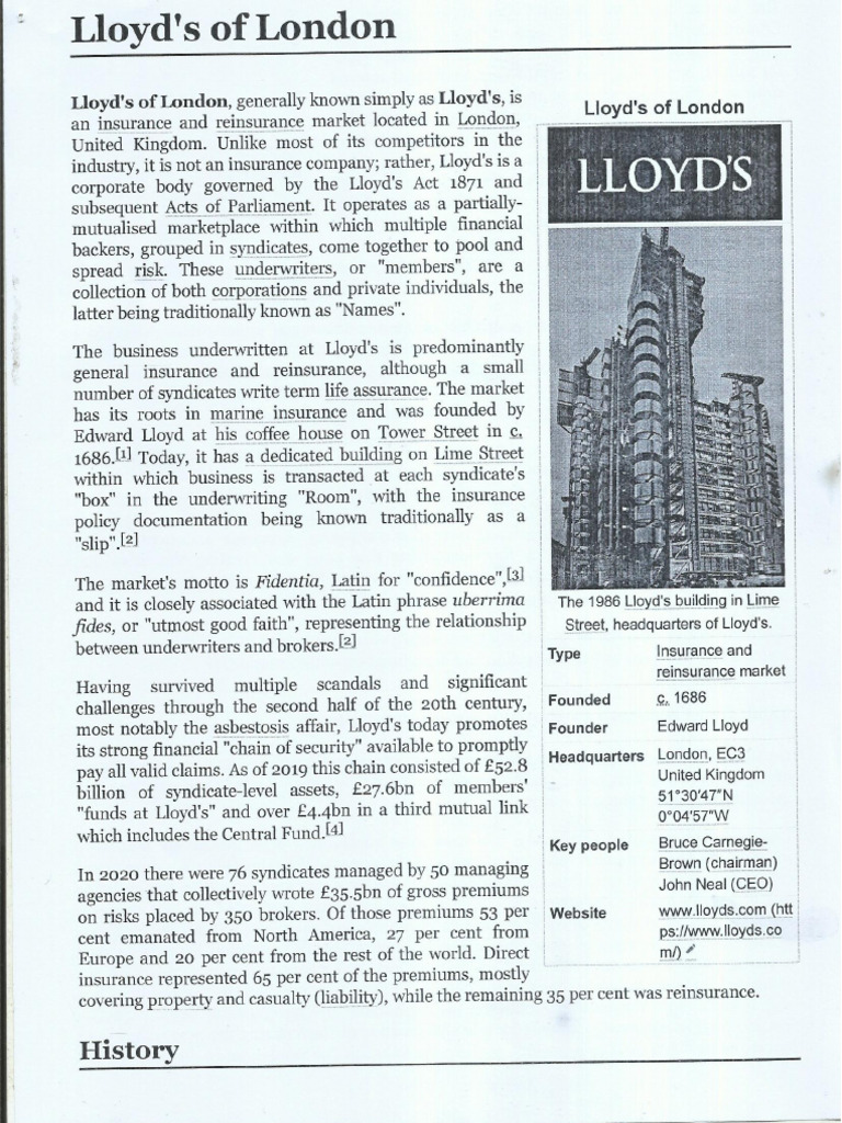 Lloyd's of London | PDF