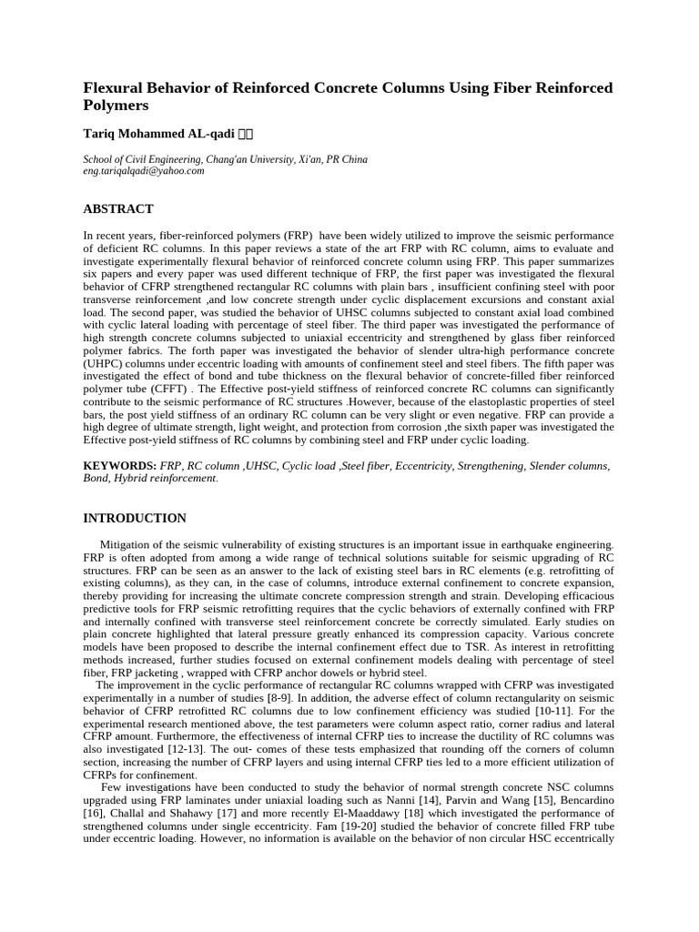 Flexural Behavior of FRP-Reinforced Columns | PDF | Deformation ...