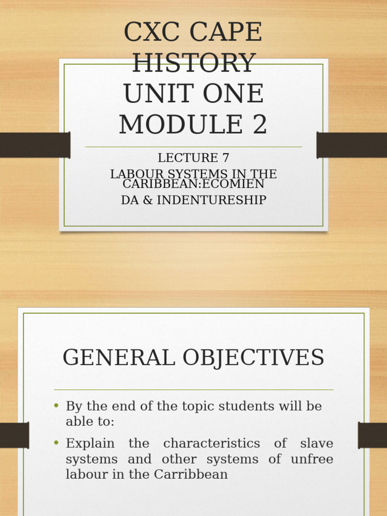 History Unit 1 Module 2 Labour Systems in The Caribbean | PDF | Slavery ...