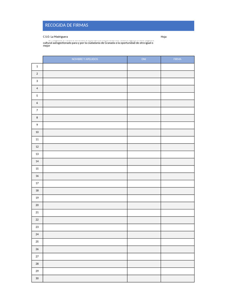 Plantilla Recogida Firmas en Excel 20250313 201749 | PDF