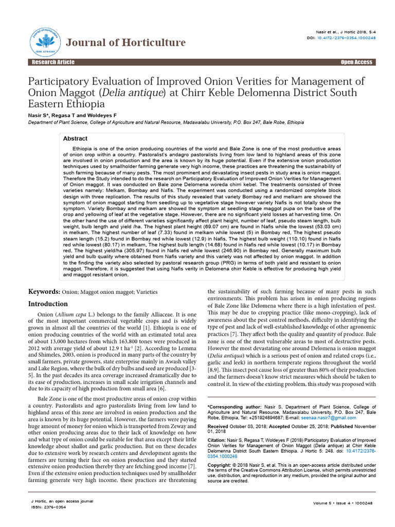 Participatory Evaluation of Improved Onion Verities For Management ...