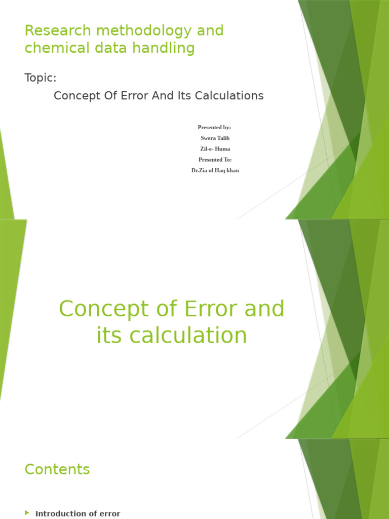 Concept of Error and Its Calculations-1 | PDF | Errors And Residuals | Ph