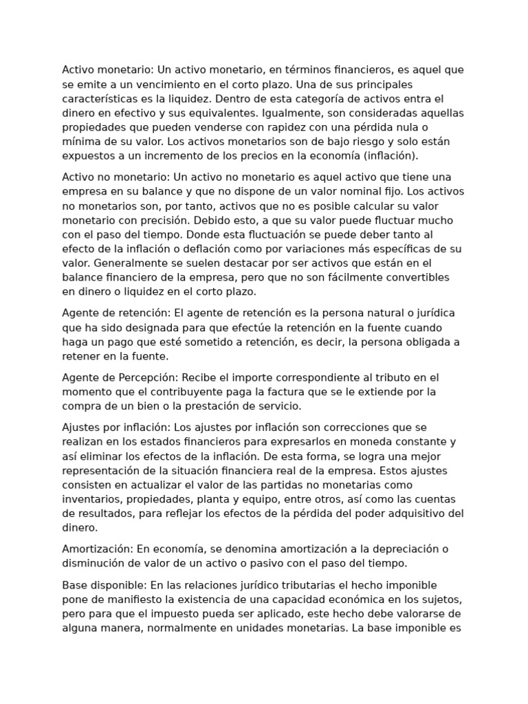 Activos y Pasivos Monetarios en Finanzas | PDF | Impuestos | Inflación