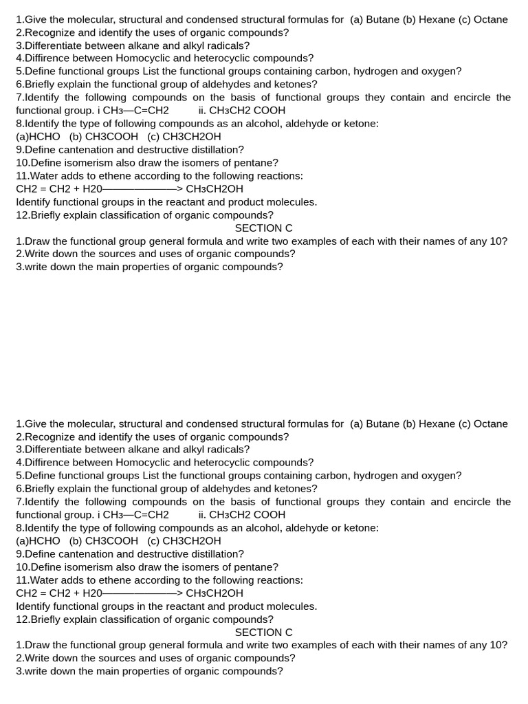 Class 10 Functional Groups Overview | PDF | Functional Group | Alkane
