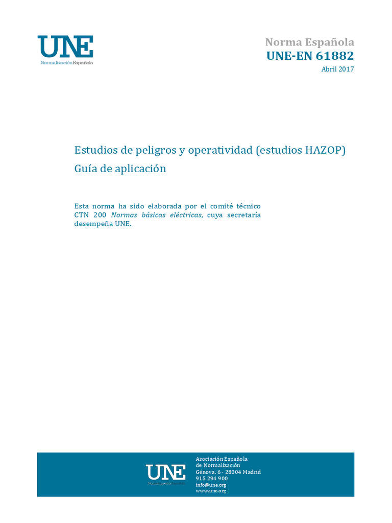Une-En 61882 2017 | PDF | Riesgo | Comisión Electrotécnica Internacional