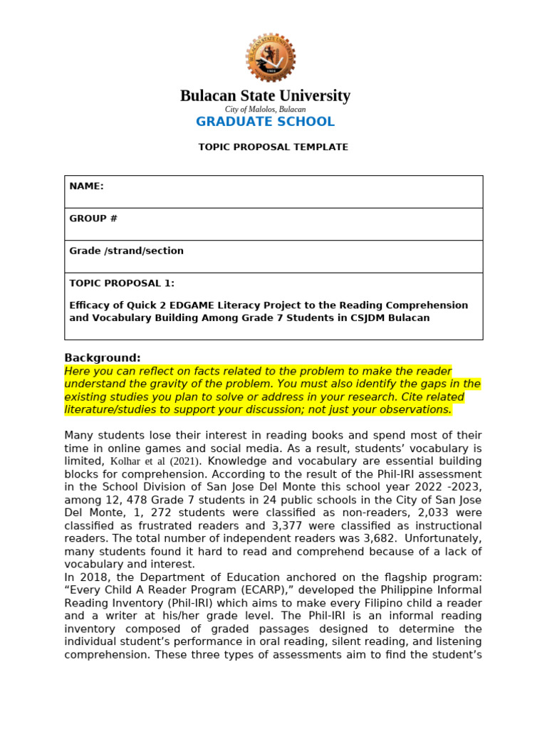 New Topic Proposal Template | PDF | Reading Comprehension | Artificial ...