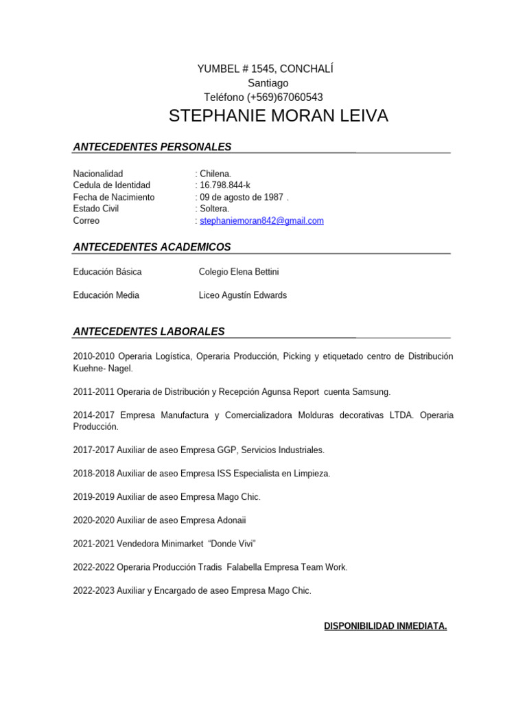 Curriculum Stephane Moran | PDF